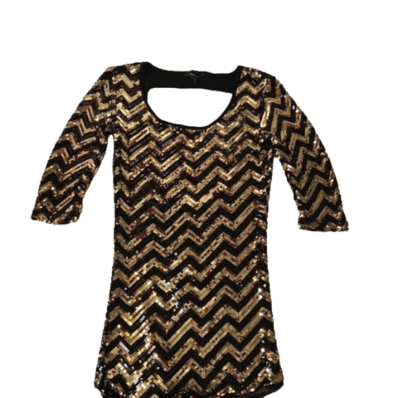 Roly Poly | Dresses | Black And Gold Sequence Jess Zigzag Style | Poshmark